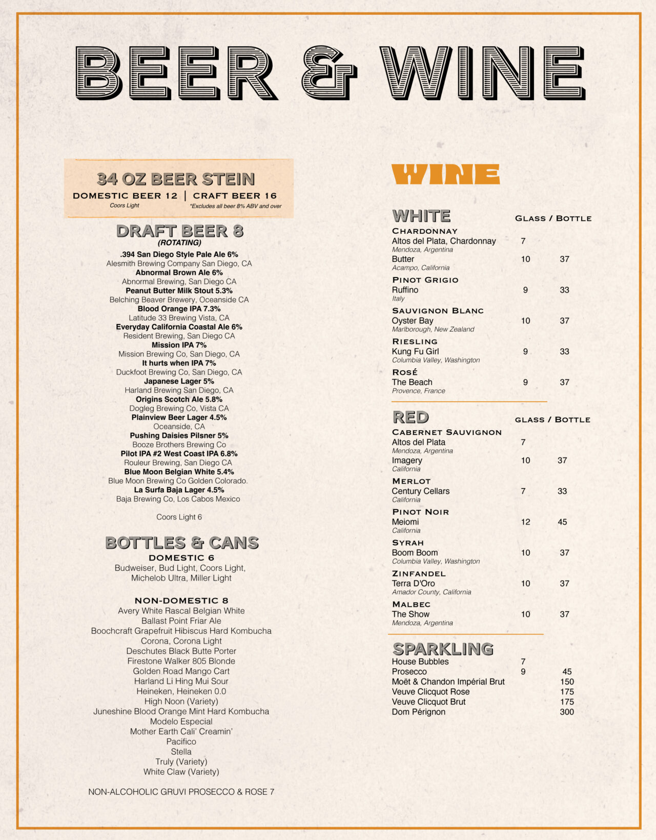 MENUS - Garage Kitchen + Bar | San Diego Bar
