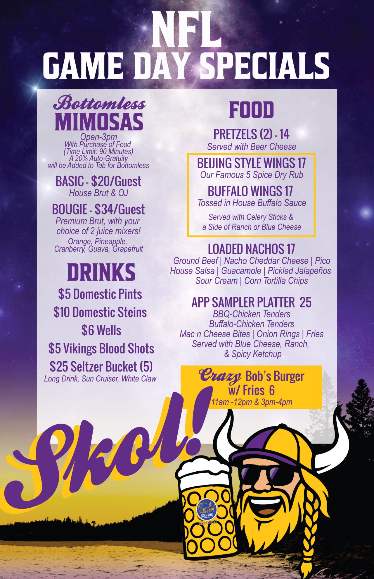 MENUS - Garage Kitchen + Bar | San Diego Bar